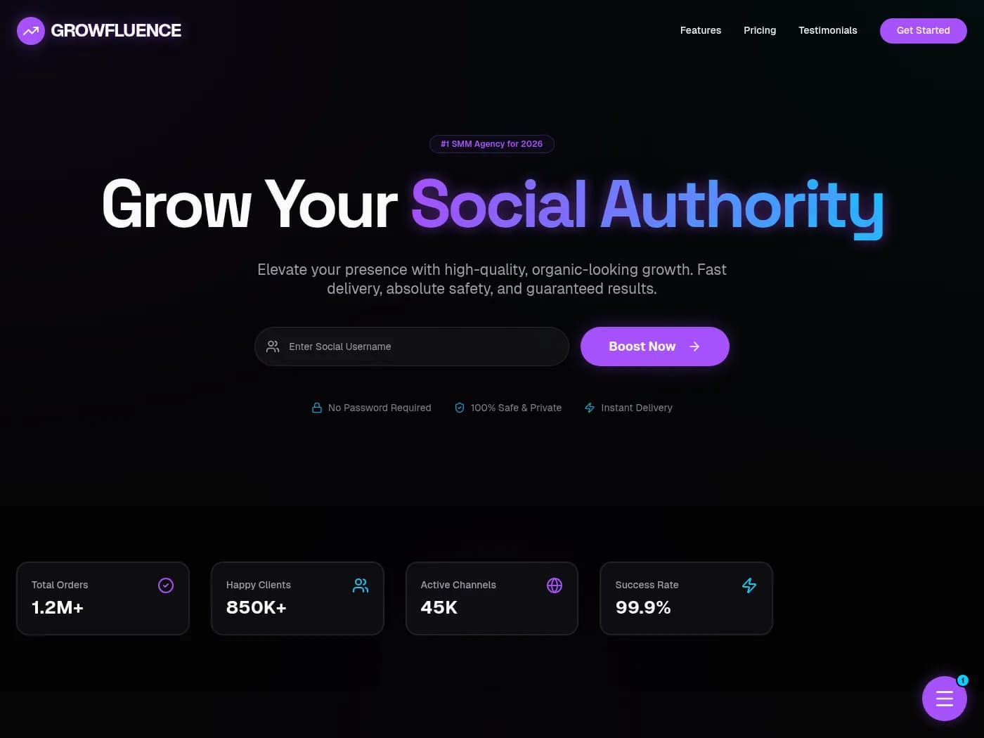 Growfluence Landing Page