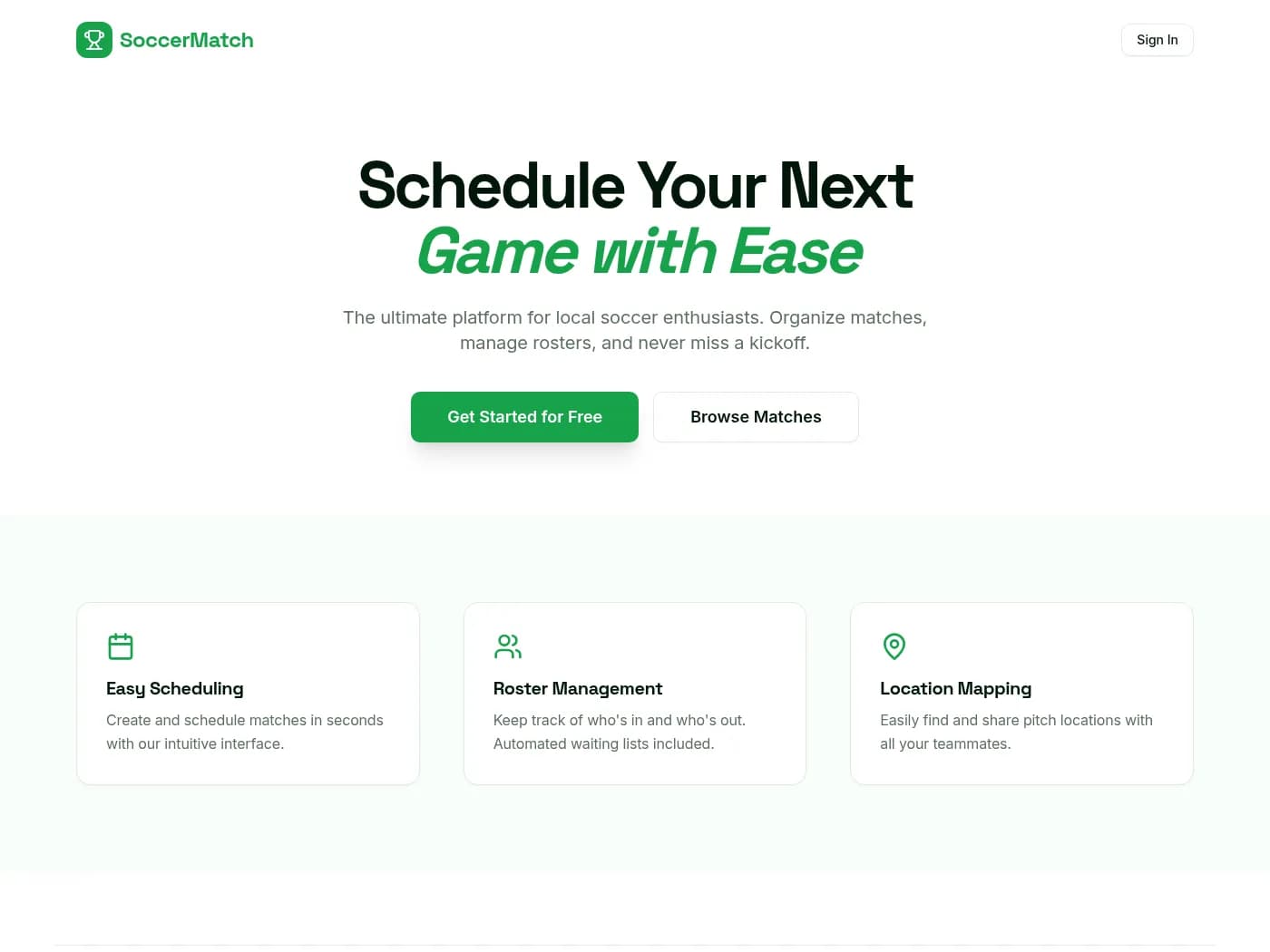 Soccer Match Scheduler
