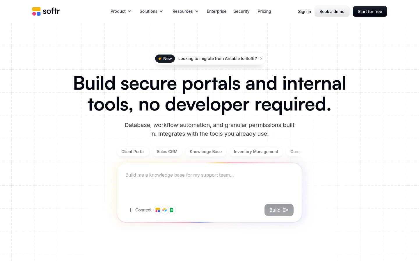 Softr homepage