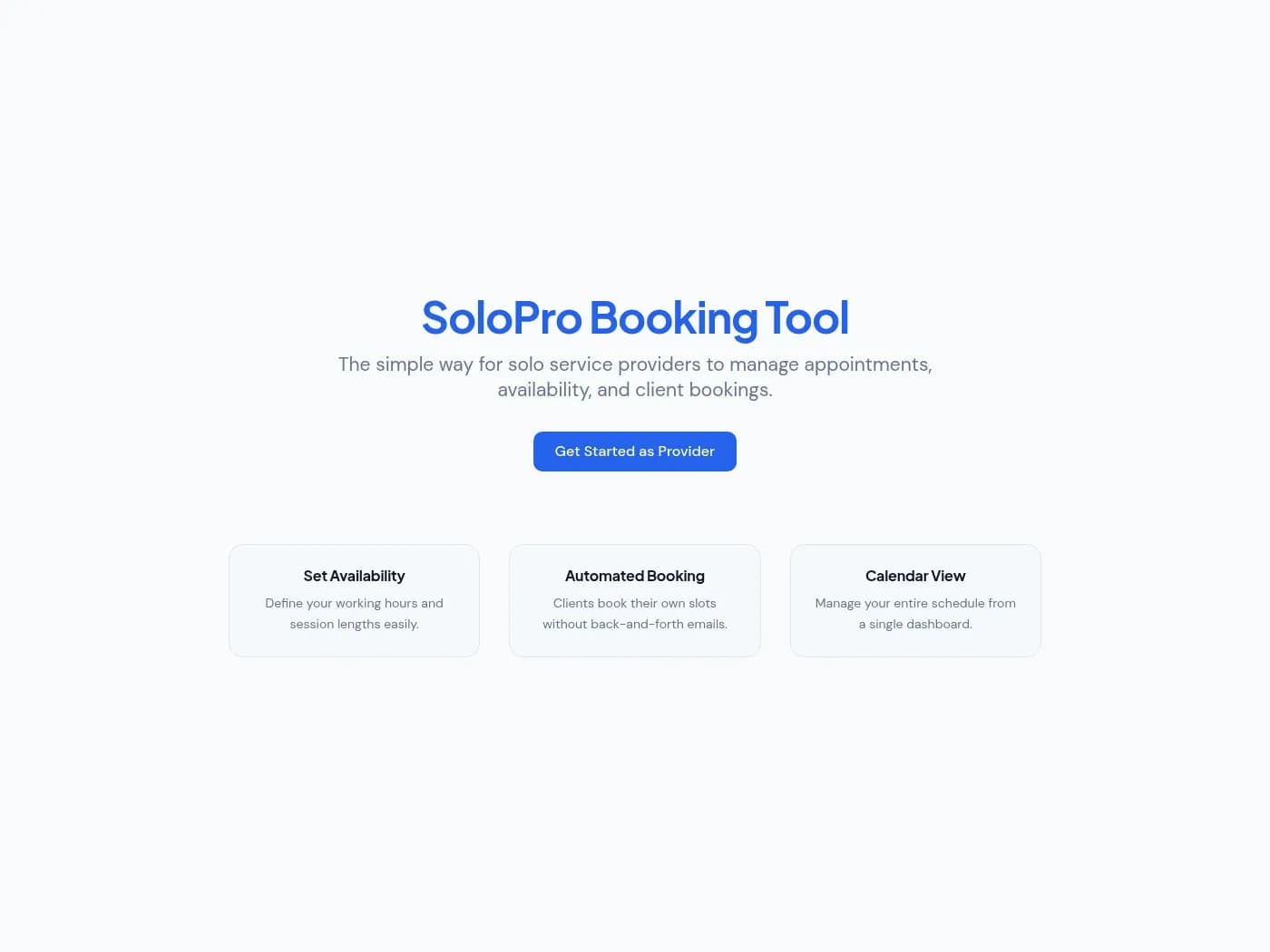 SoloPro Booking Tool