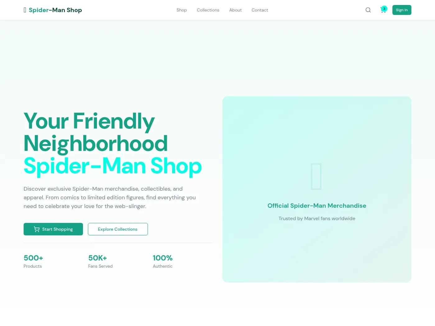 Spider Man Product Site
