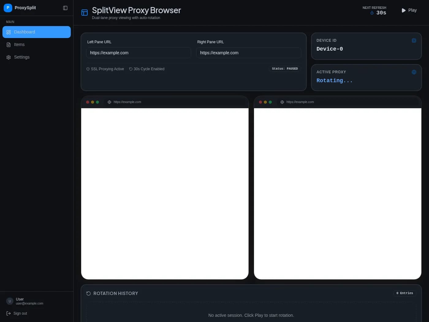 SplitView Proxy Browser