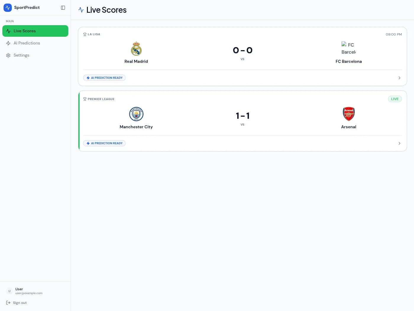 Predictive Sports Dashboard