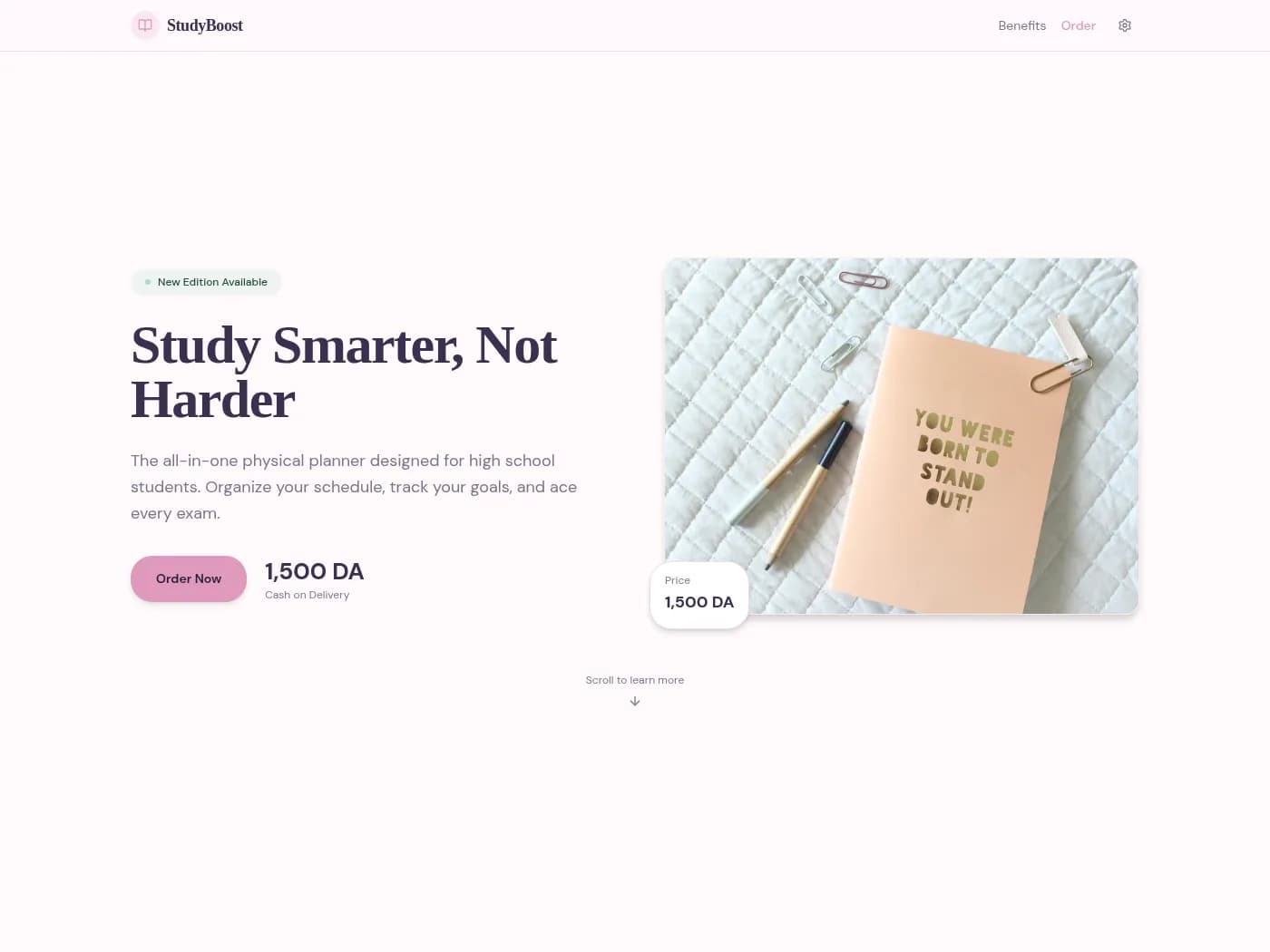 StudyBoost Landing Page