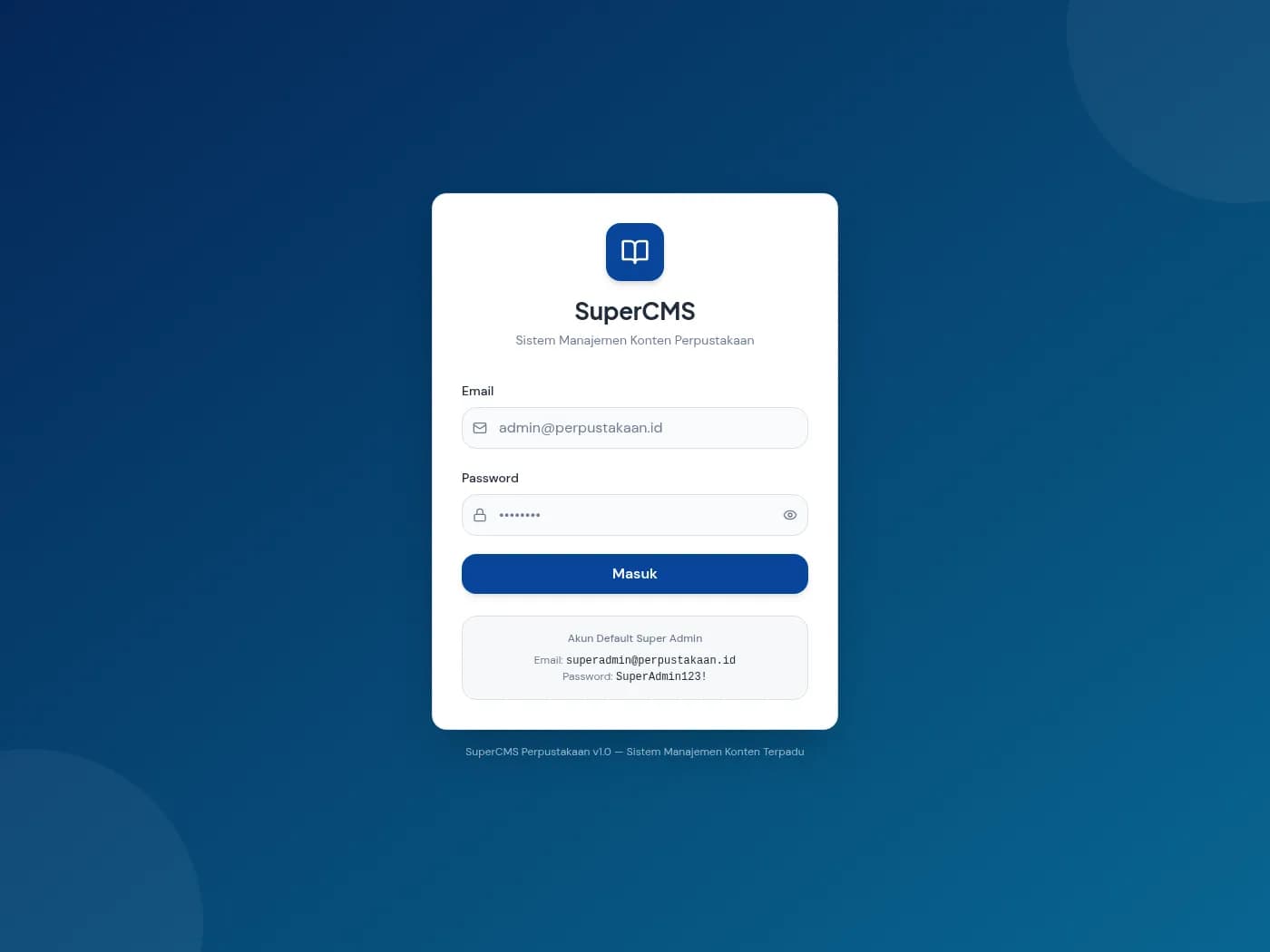 SuperCMS Library Admin