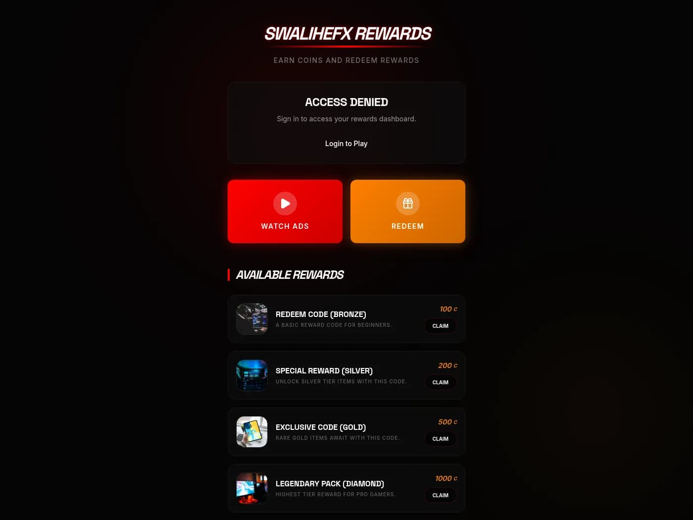 Swalihefx free redeem code