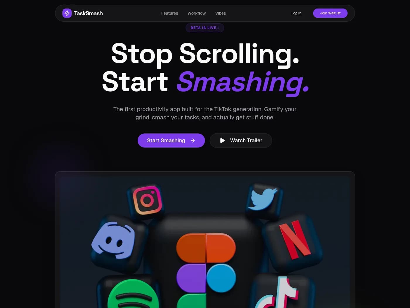 TaskSmash Landing Page