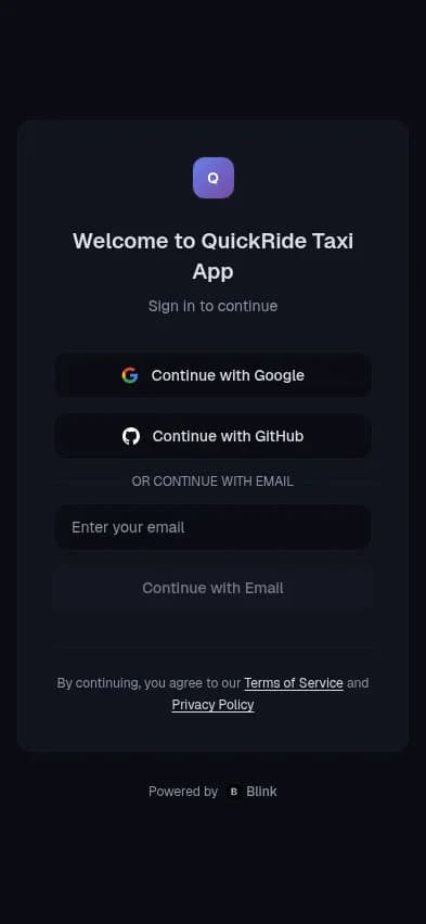 QuickRide Taxi App