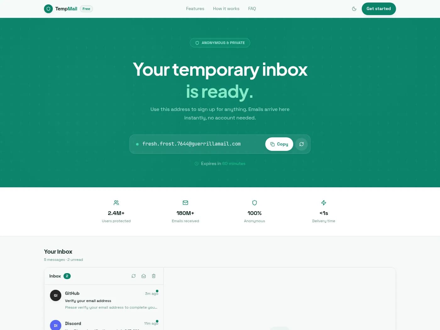 TempMail Web Design