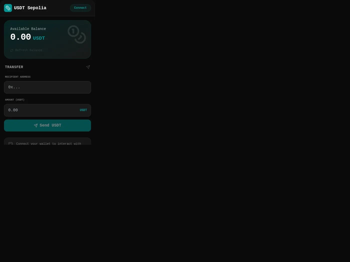 Tether USDT Testnet dAppmesk