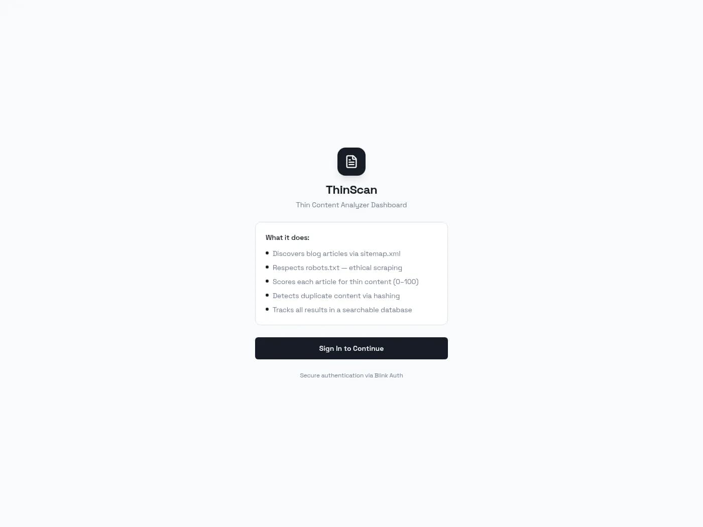 Thin Content Analyzer Dashboard