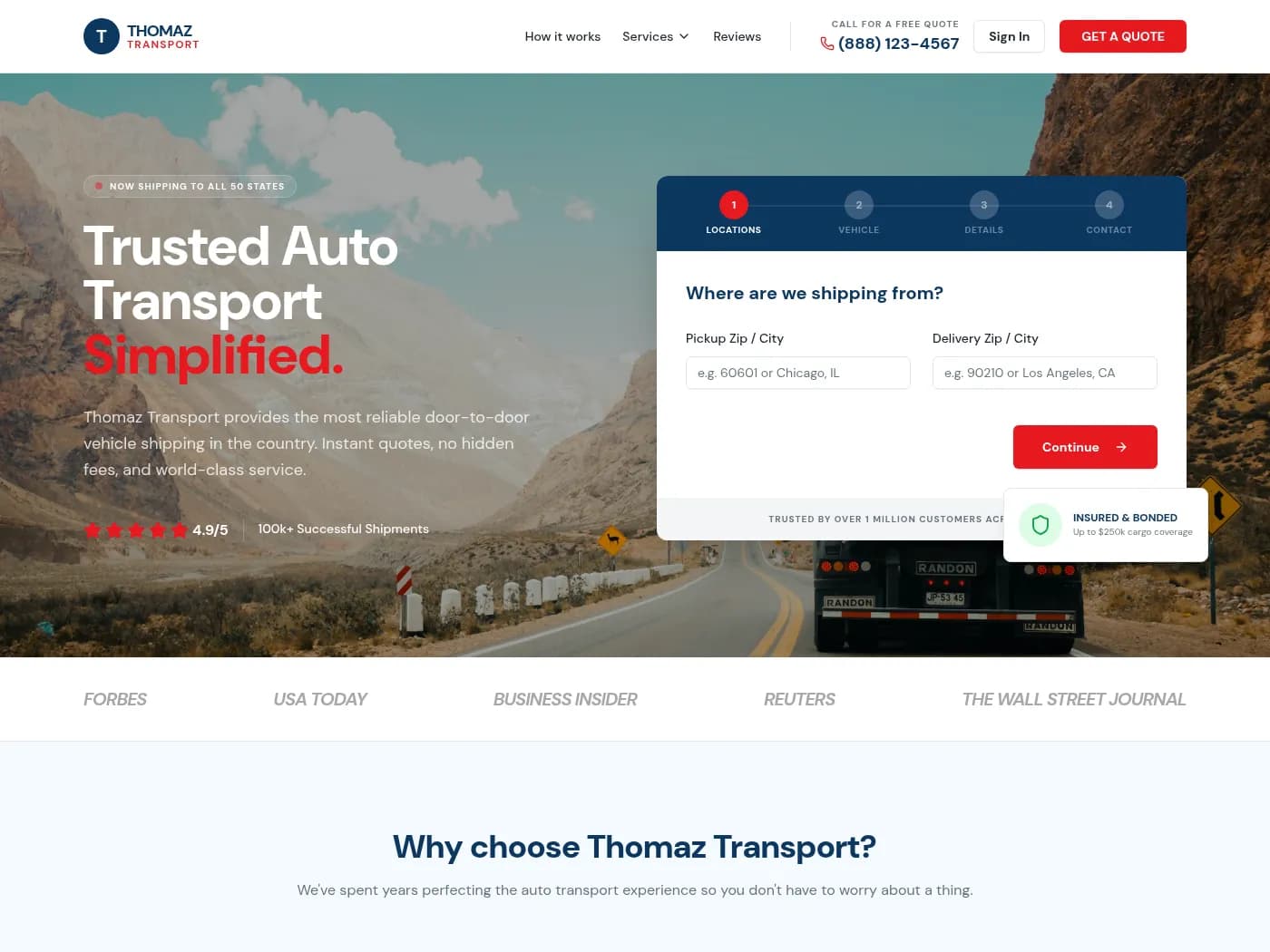 Thomaz Transport Quote Site