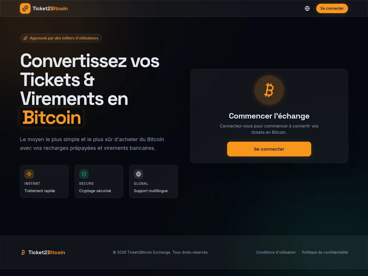 Ticket2Bitcoin Exchange