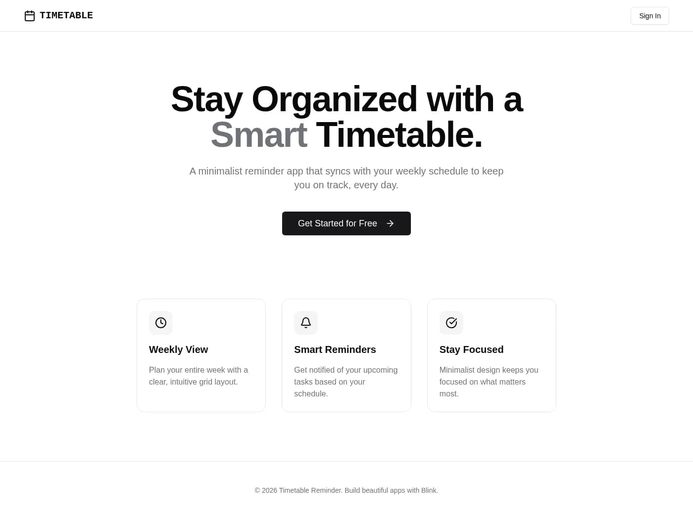 Timetable Reminder App