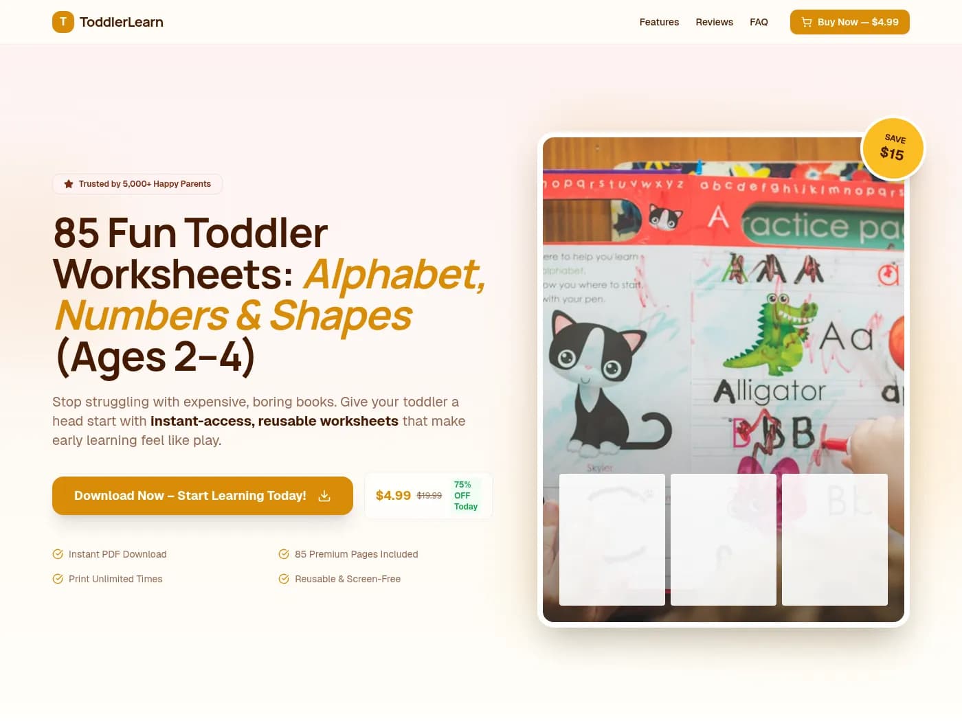 Toddler Worksheets Page