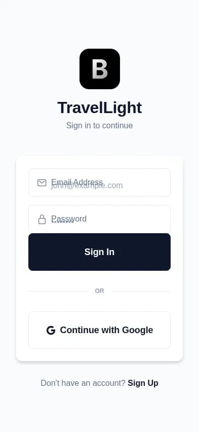 Travel Light App