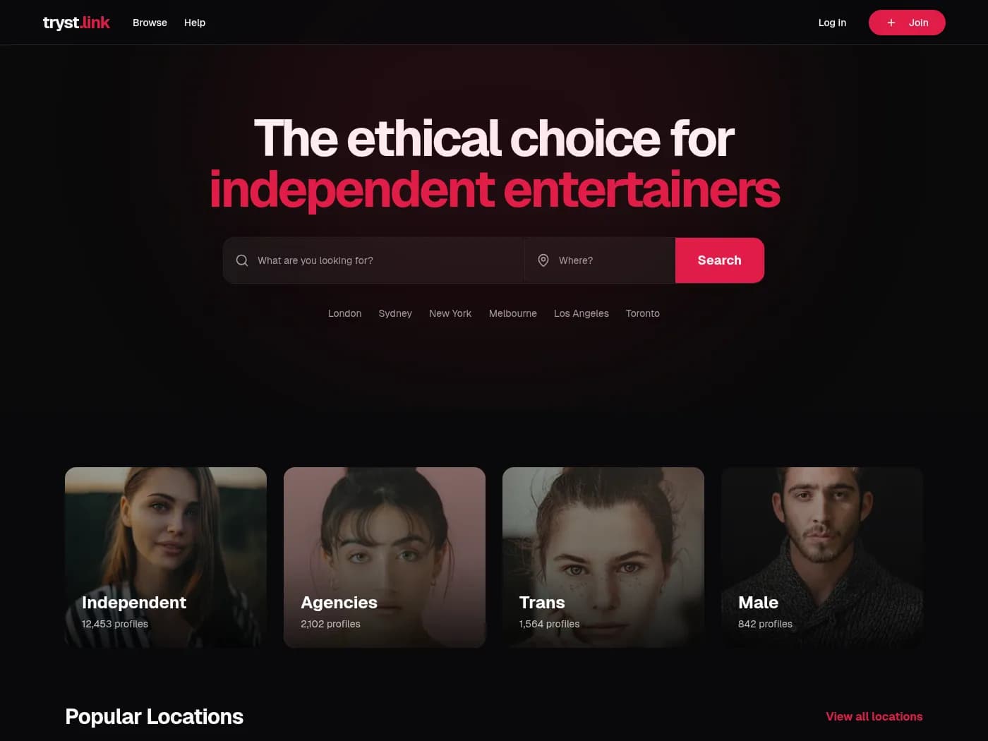 TrystLink Homepage Clone