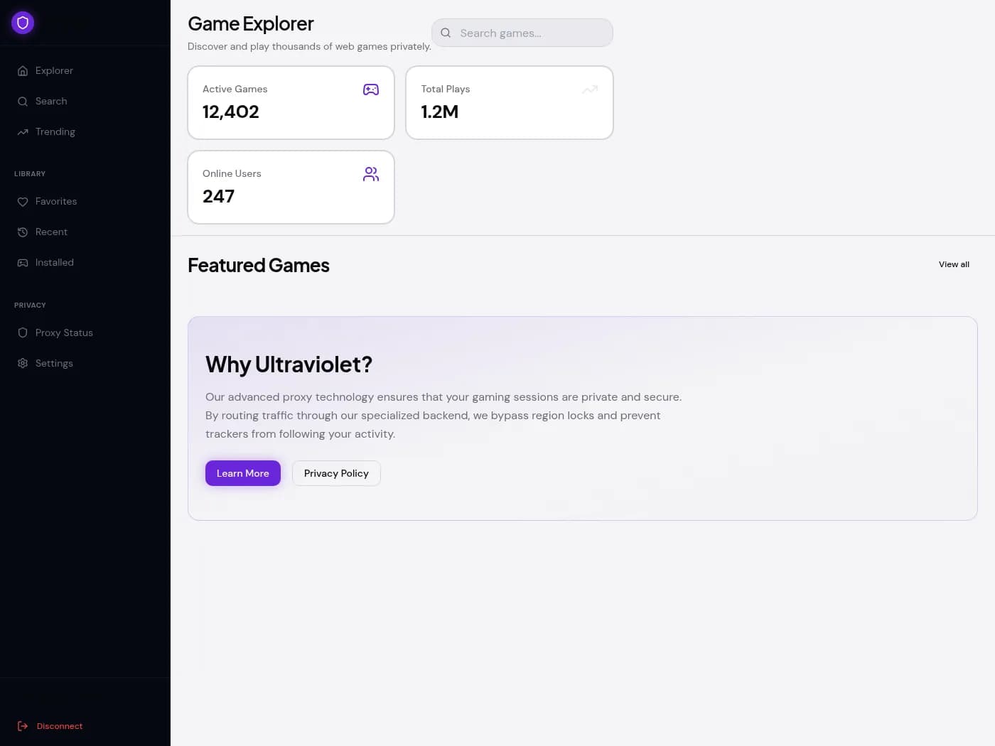 Ultraviolet Game Explorer