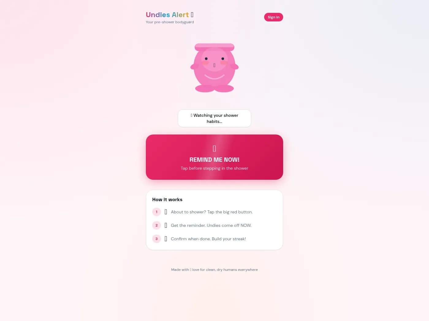Underwear Reminder App