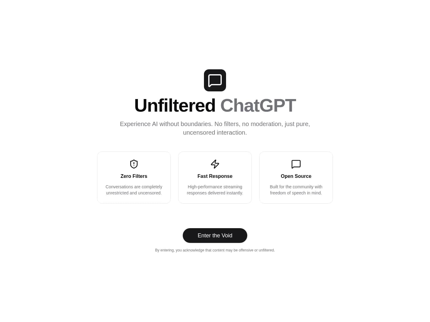 Unfiltered ChatGPT Clone