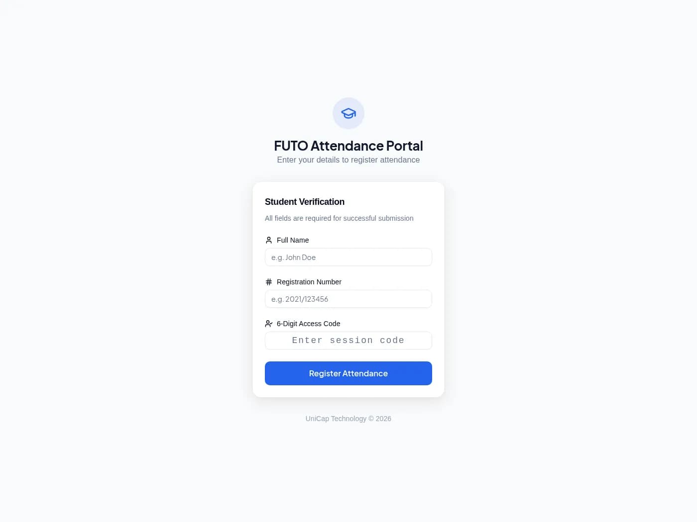 FUTO ATTENDANCE PORTAL