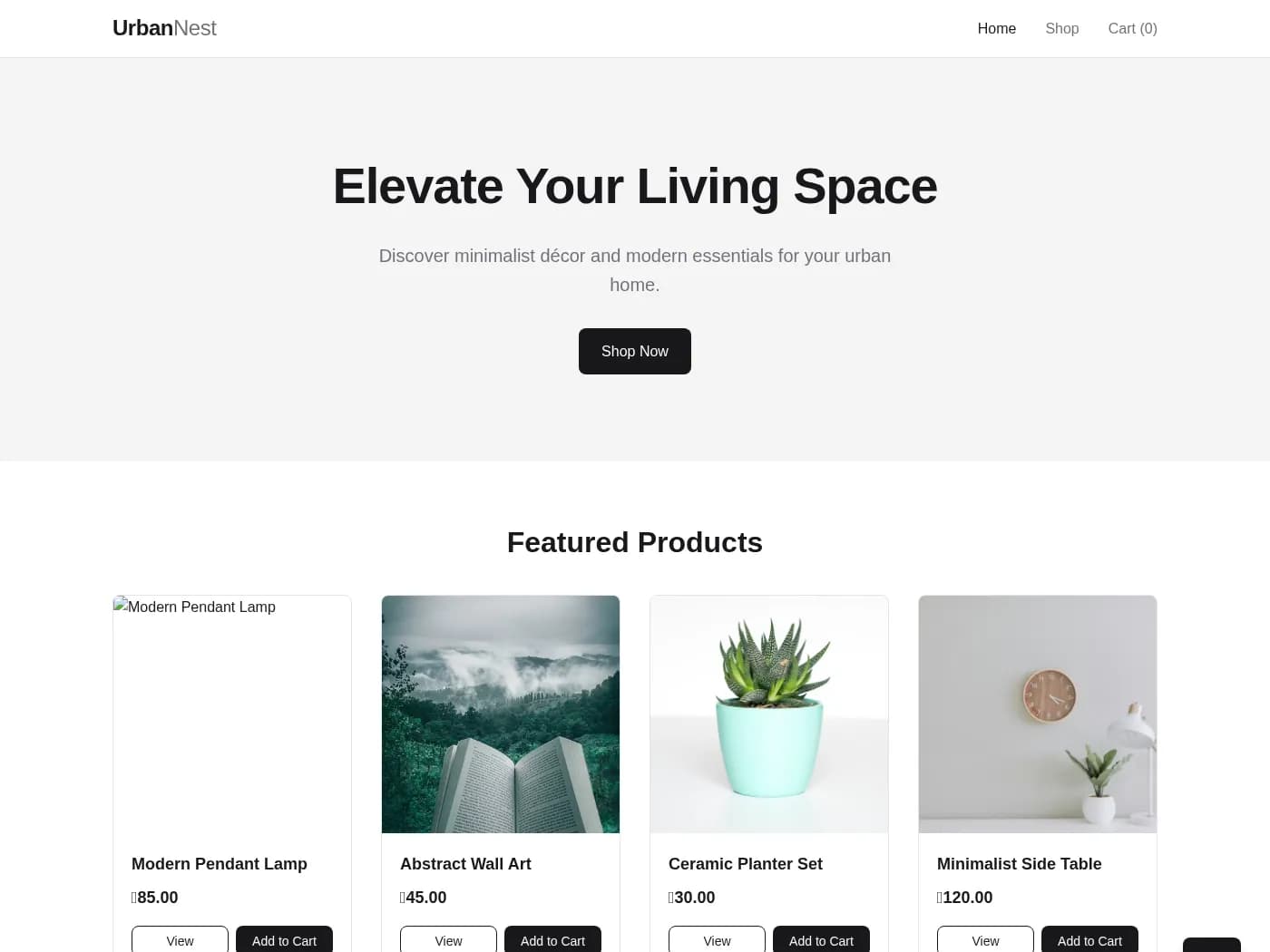 UrbanNest Web Store