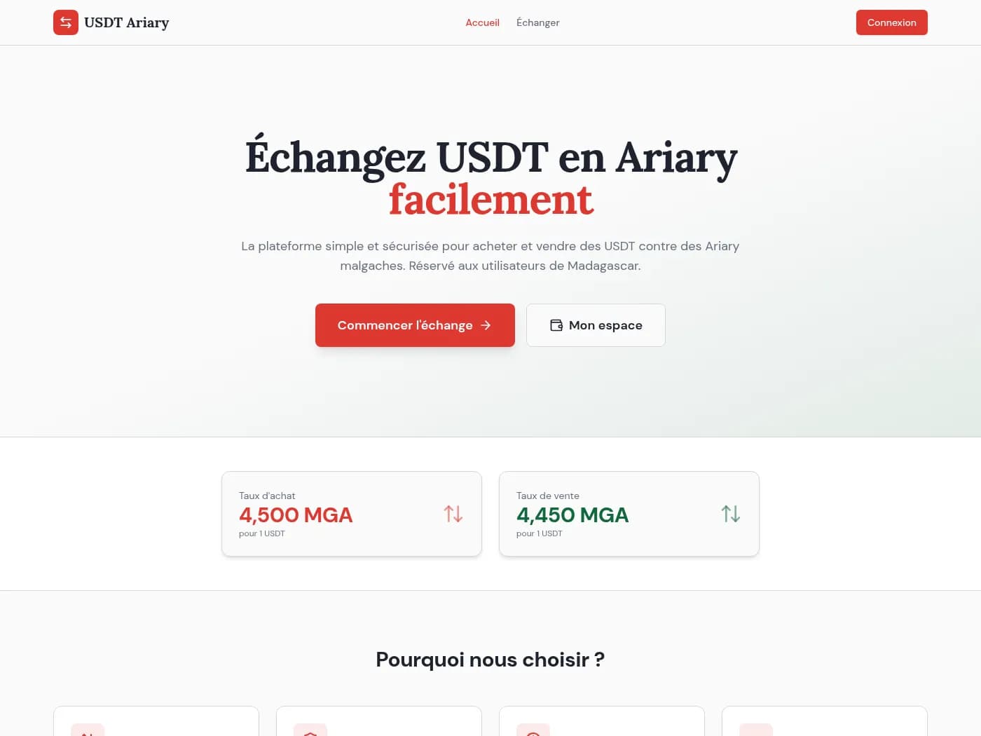 USDT Ariary Exchange