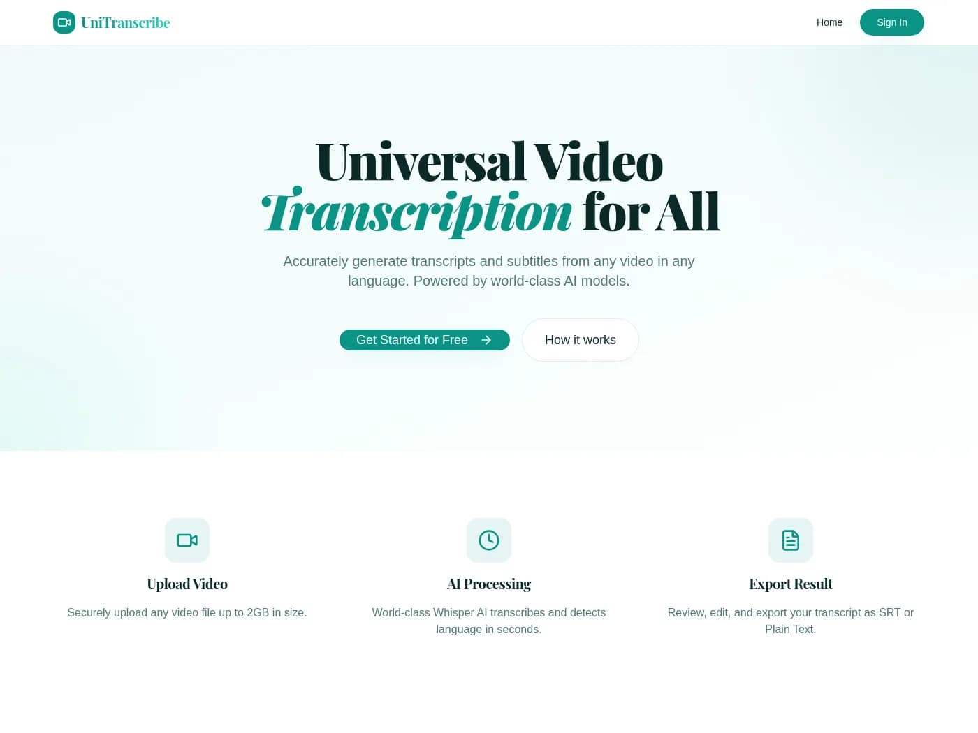 Universal Video Transcriber