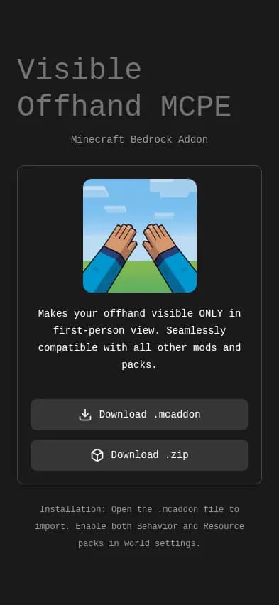 Visible Offhand MCPE