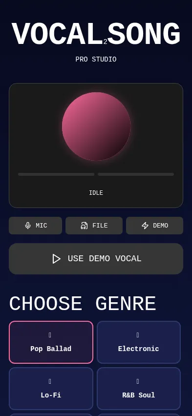 Vocal2Song Pro Studio