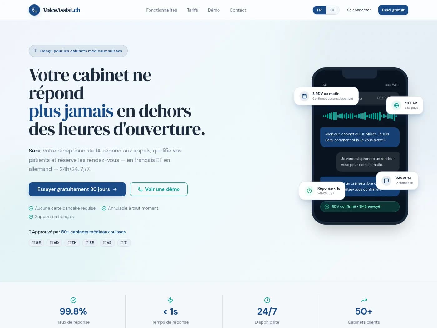 VoiceAssist.ch SaaS AI Receptionist