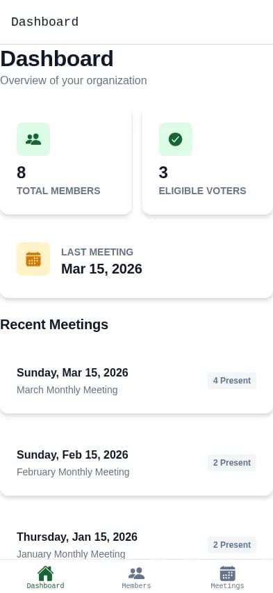 VoteReady Attendance Tracker