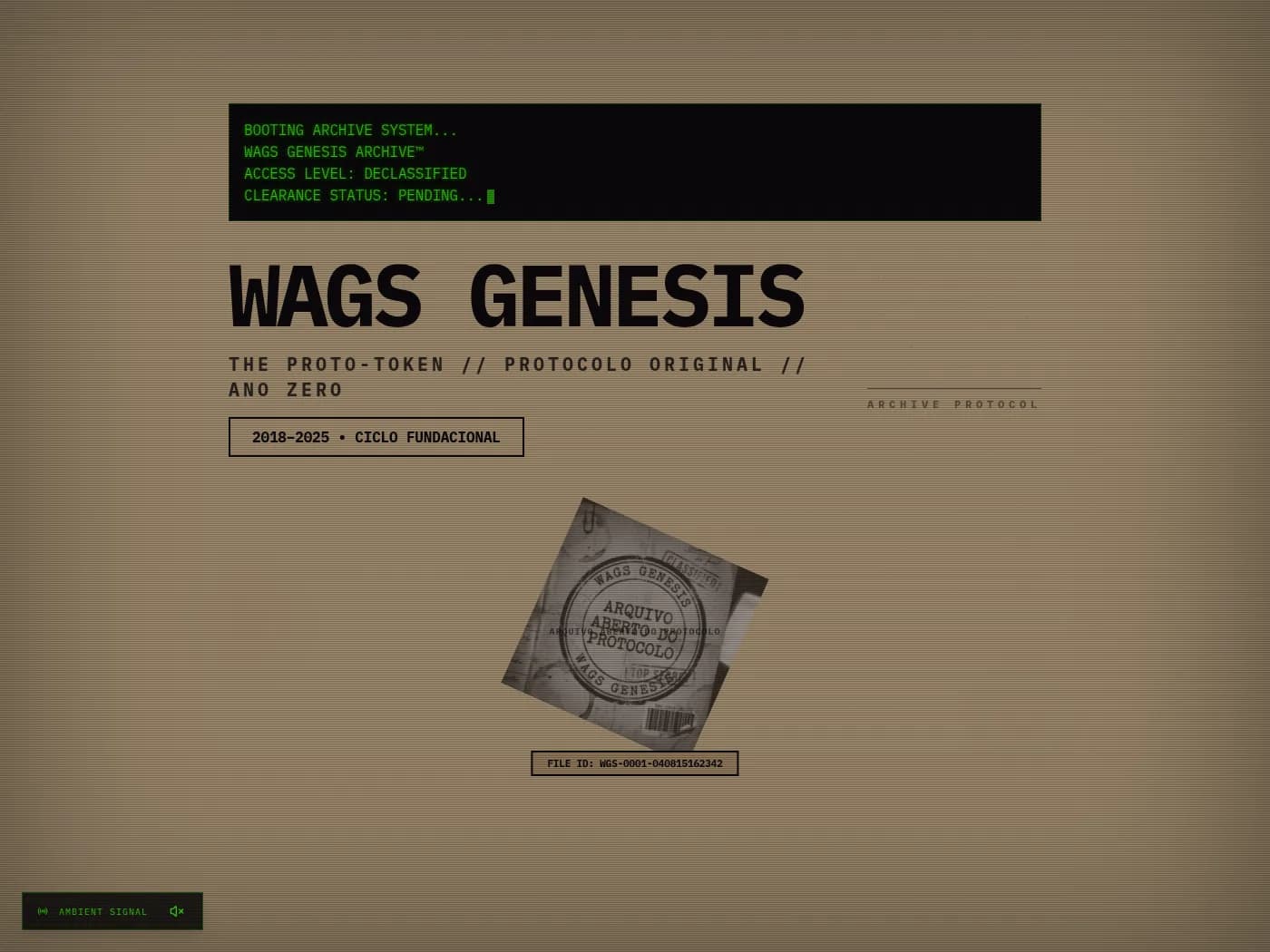 WAGS Genesis Archive