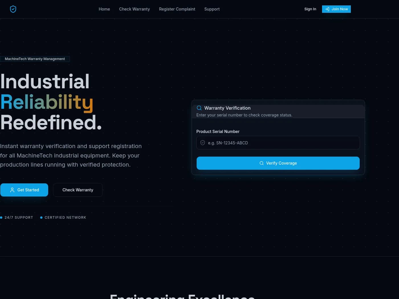 MachineTech Warranty Portal