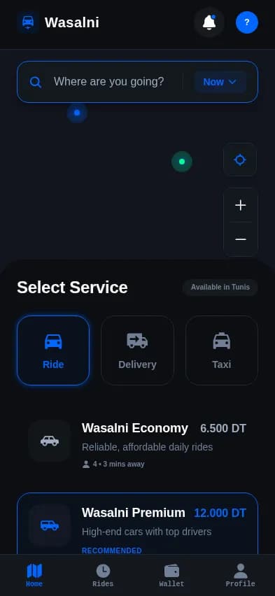 Wasalni Futuristic Ride Hailing