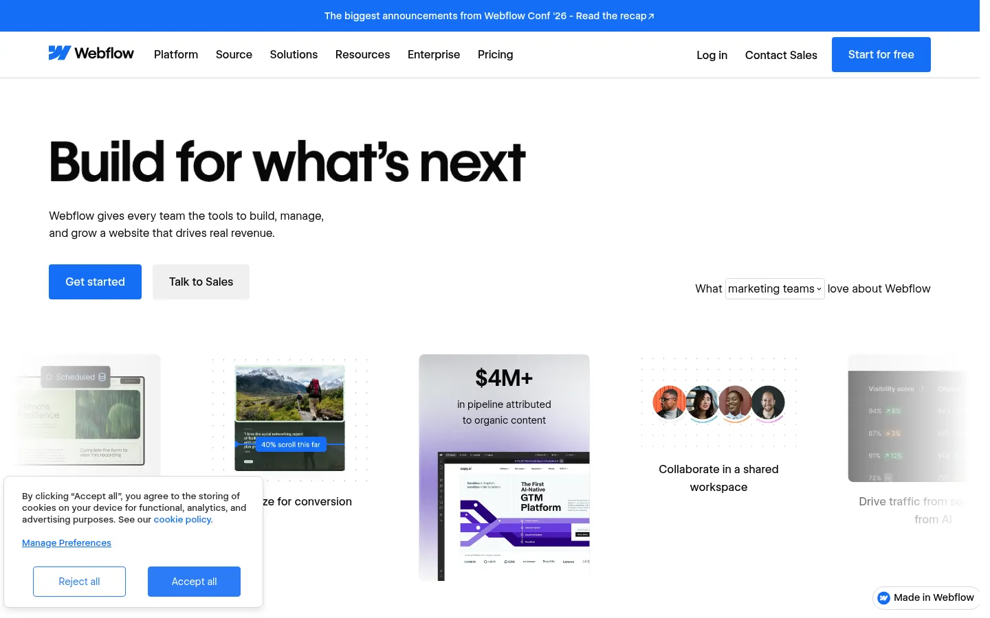 Webflow homepage