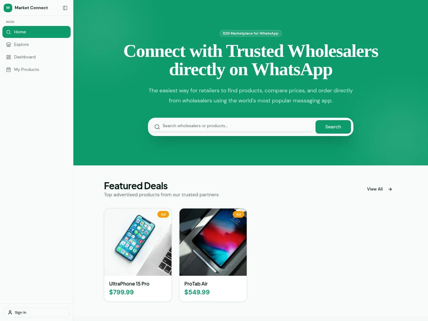 WhatsApp B2B Market Connect