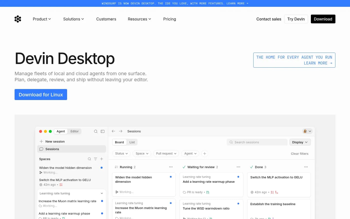 Windsurf landing page — Codeium's AI-powered IDE with Cascade agent and generous free tier