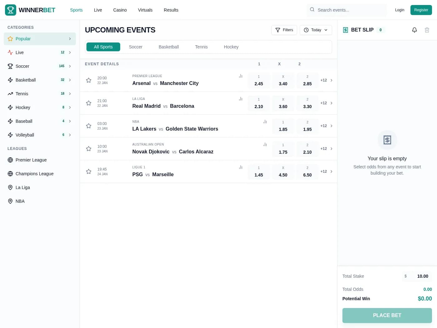 WinnerBet Sportsbook Clone
