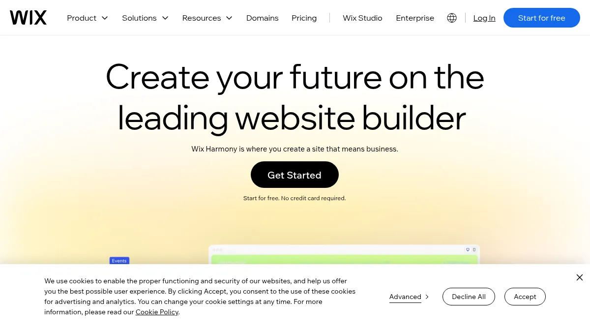 Wix homepage