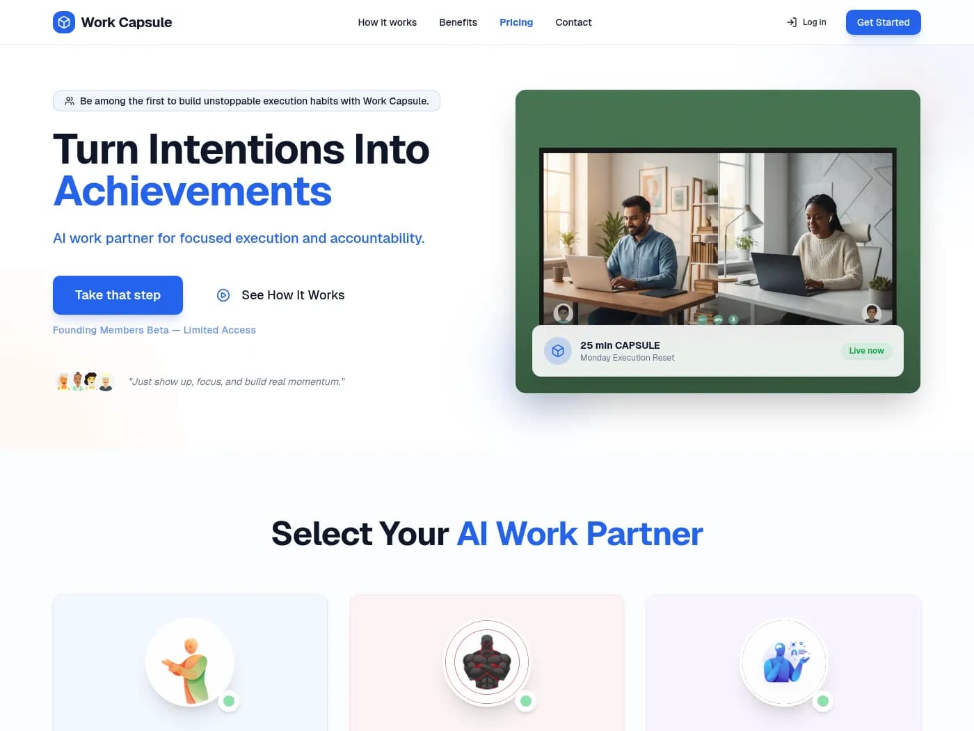 Work Capsule Landing Page