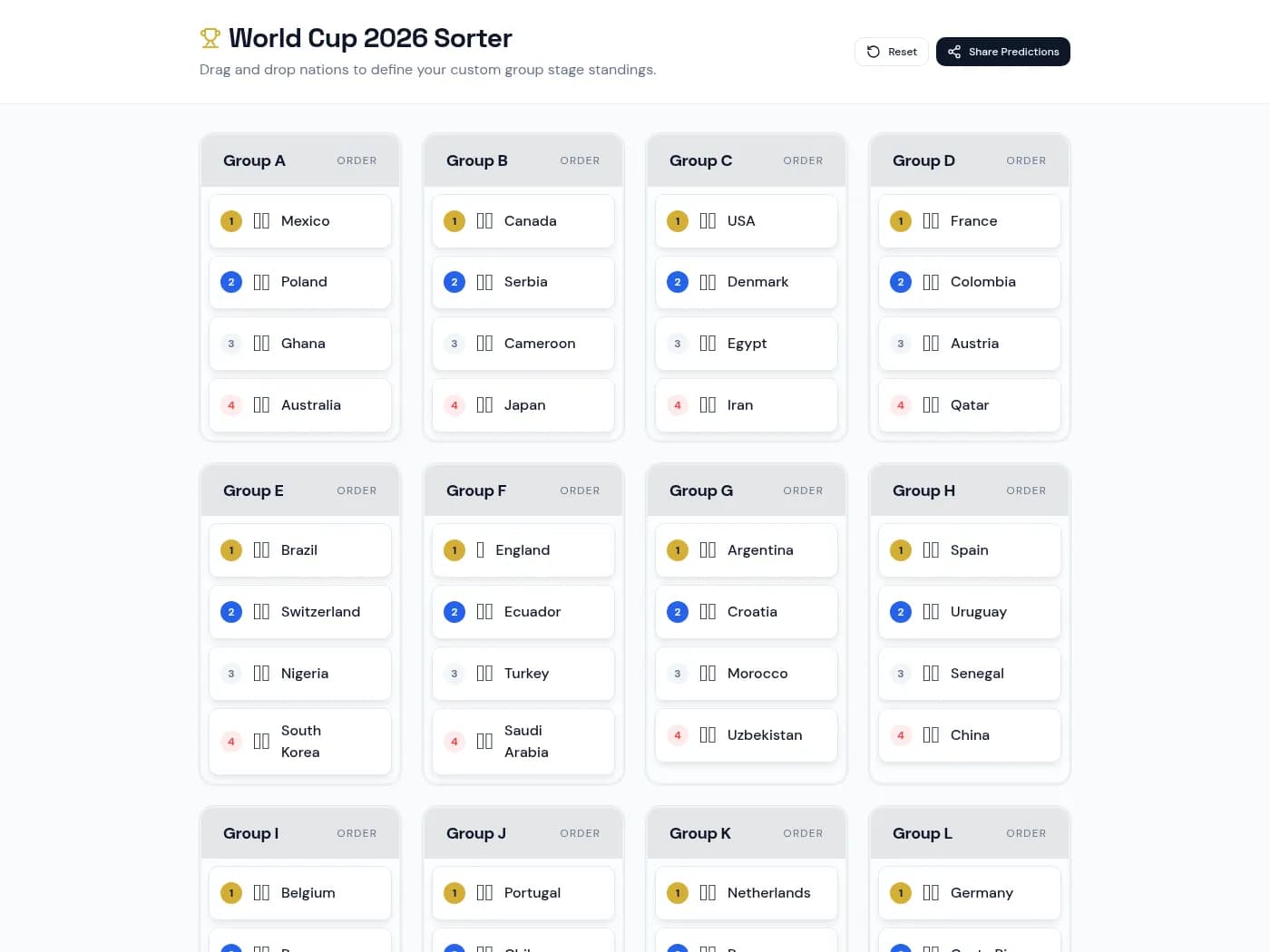 World Cup Group Sorter
