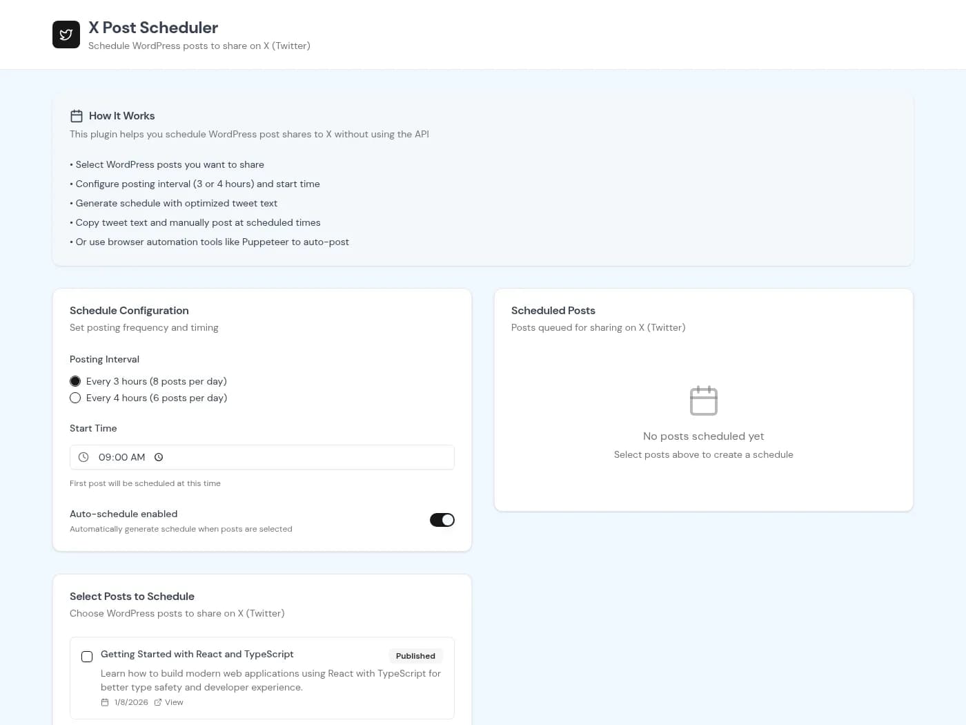 X Post Scheduler Plugin
