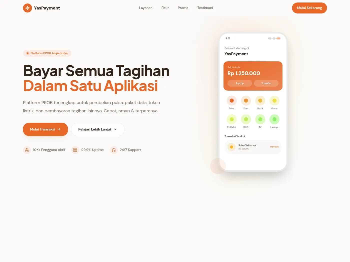 YasPayment Landing Page
