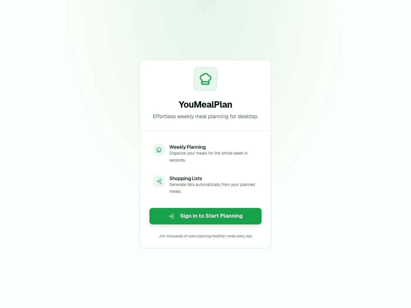 YouMealPlan Clone Desktop