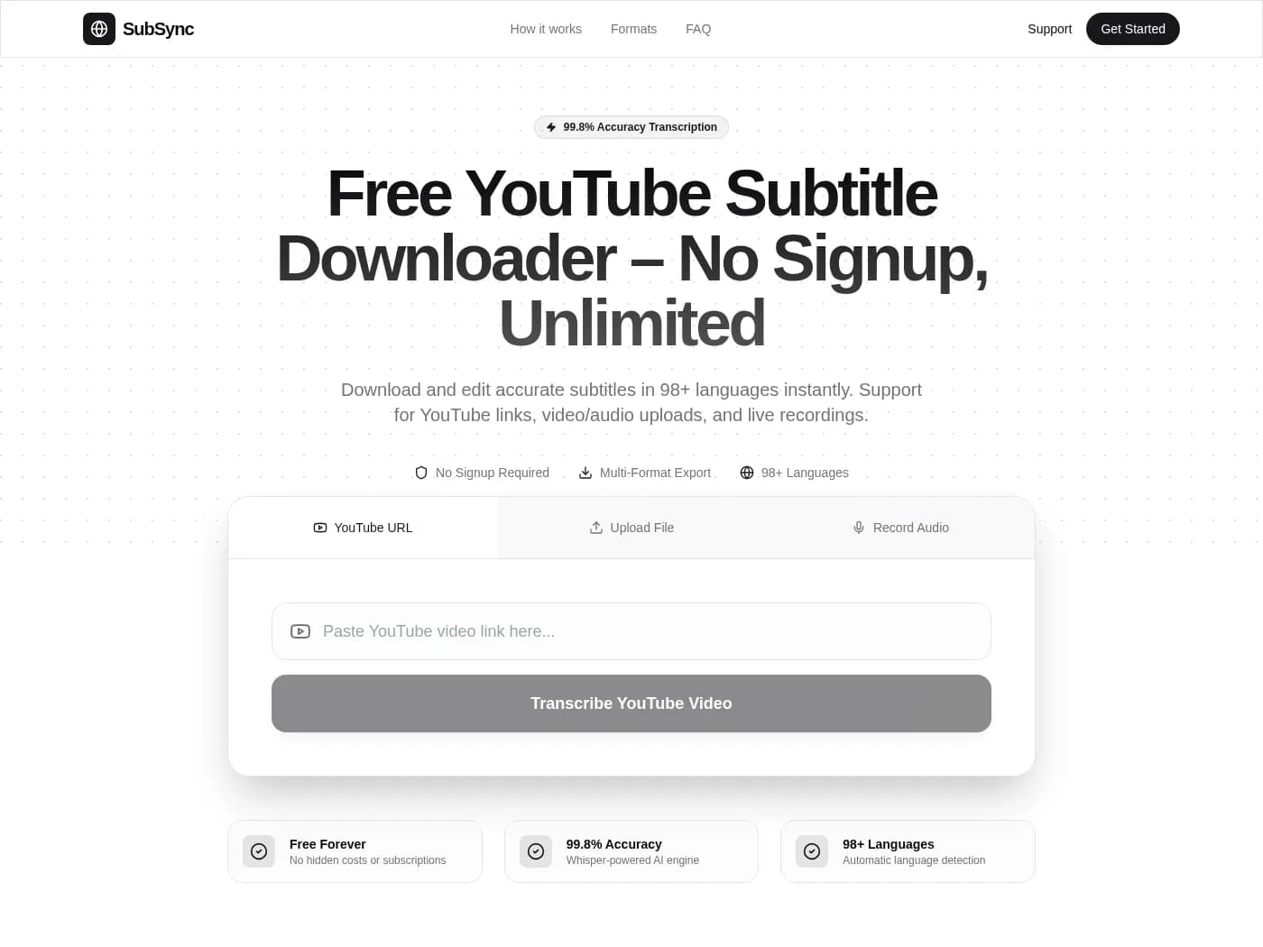 Free YouTube Subtitle Downloader