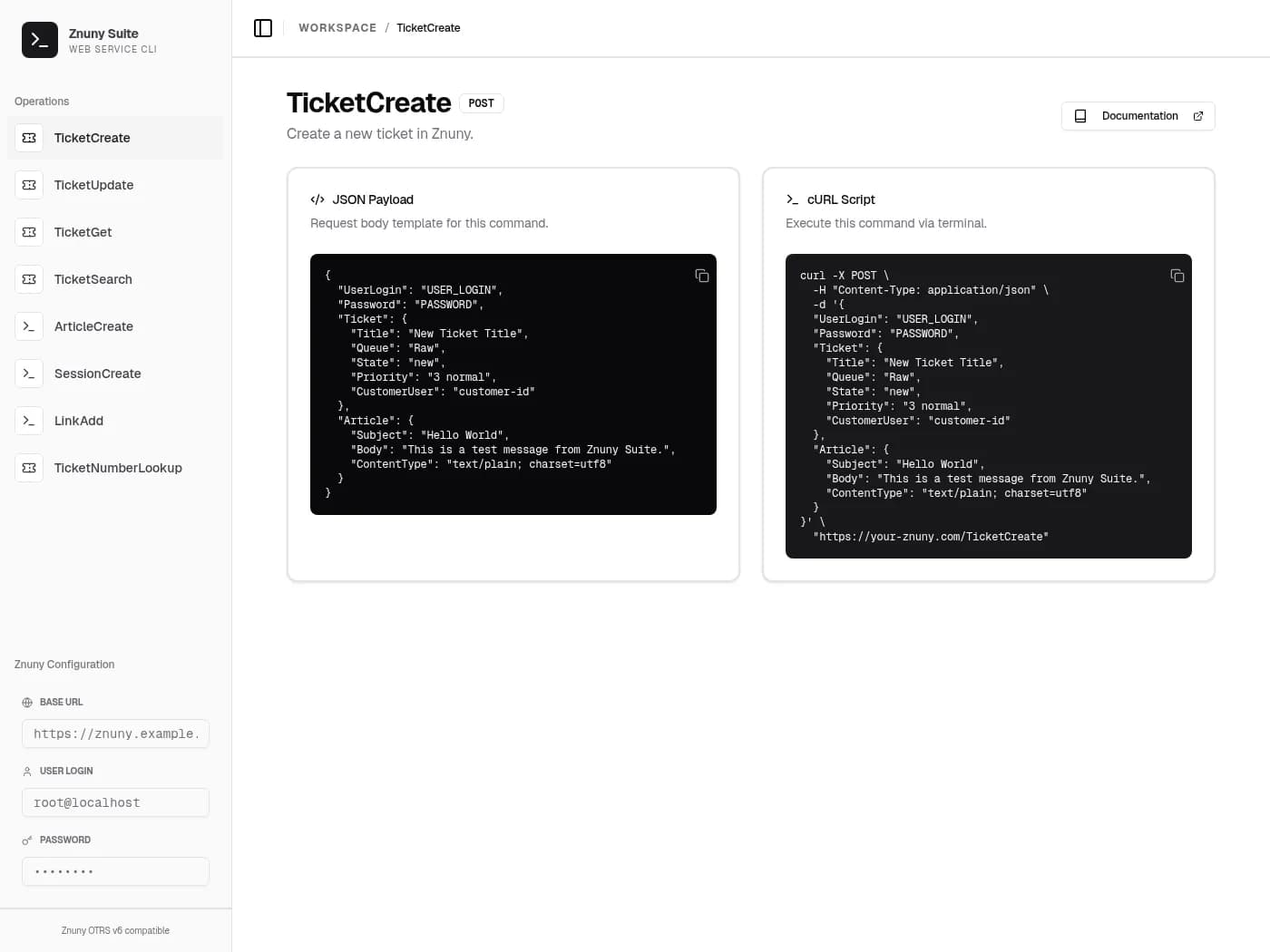 Znuny OTRS WebService Suite