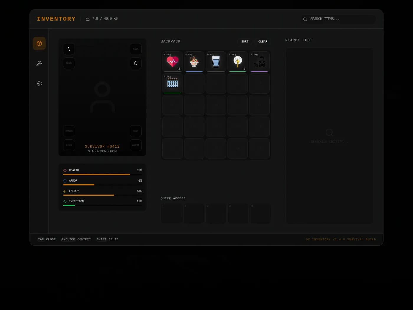 Zombie Survival Inventory