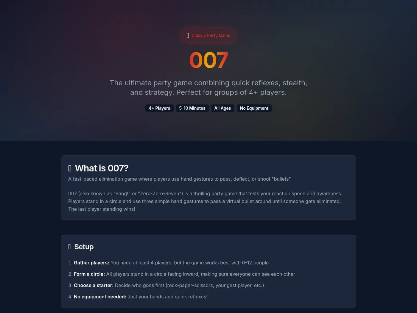007 Game Rules and Guide