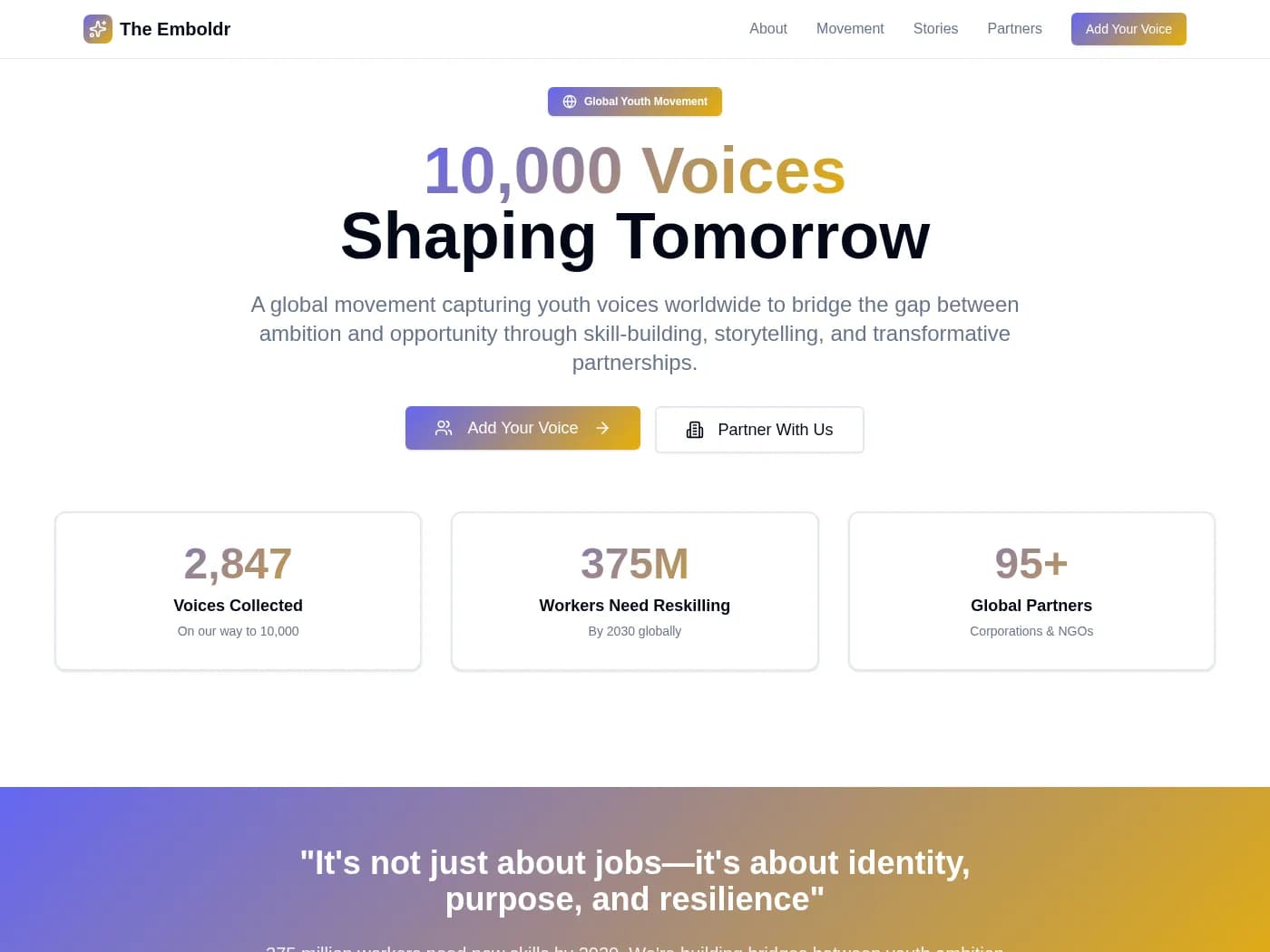 10,000 Voices by The Emboldr: Global Youth Empowerment Platform